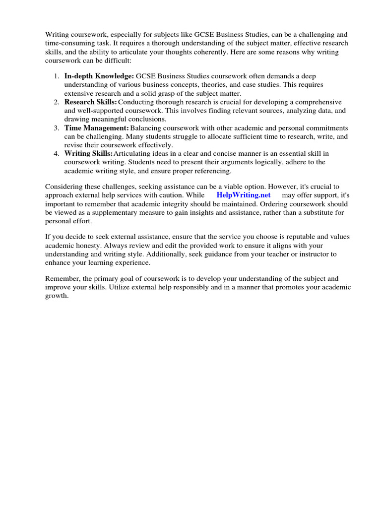 Gcse Business Studies Coursework Guide | PDF | Retail | Understanding