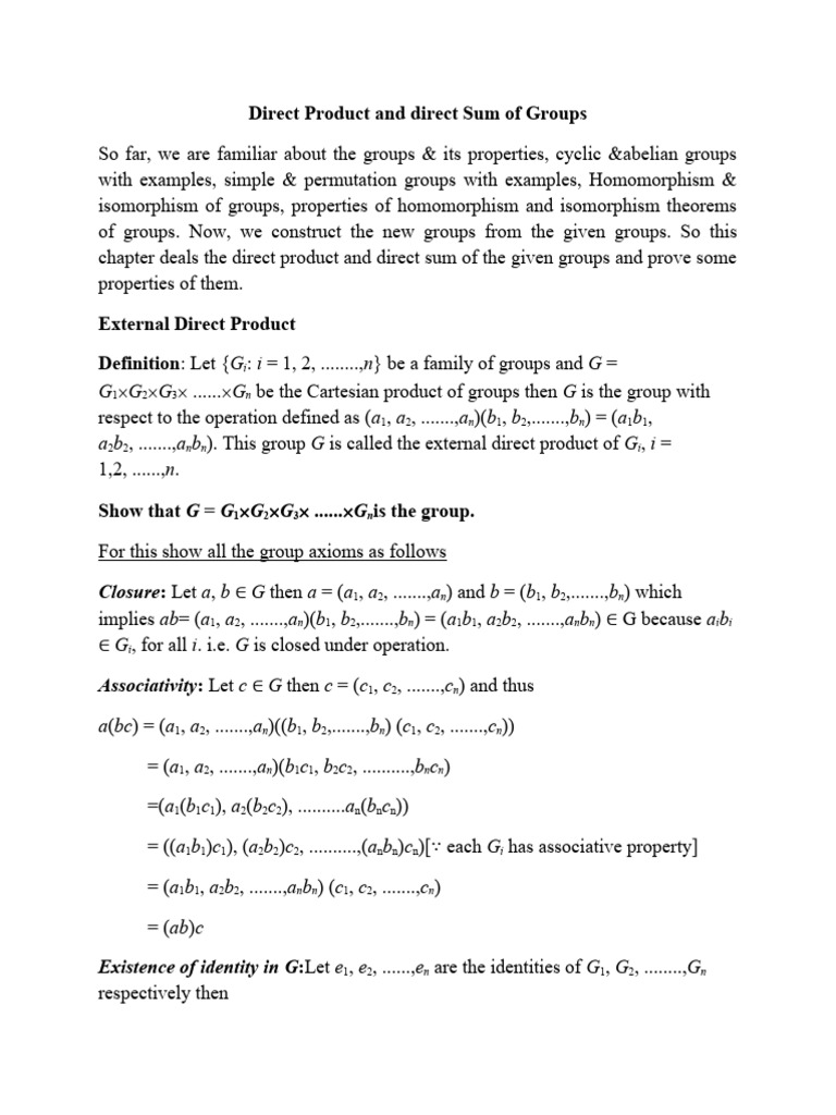 Class Note of Algebra 1 | PDF | Group (Mathematics) | Basis (Linear ...