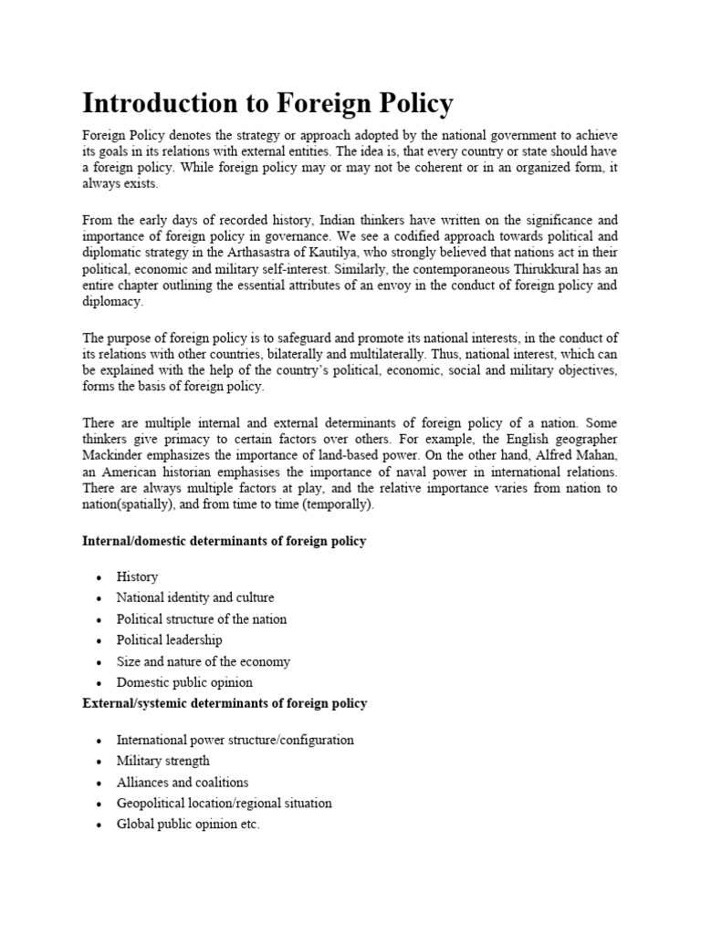 Unit 1-Introduction To Foreign Policy | PDF | Political Science ...