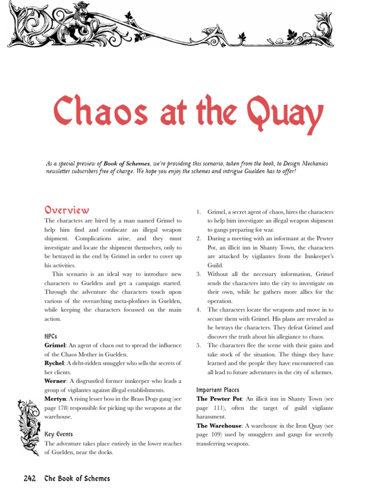 Chaos at The Quay - Book of Schemes Preview | PDF