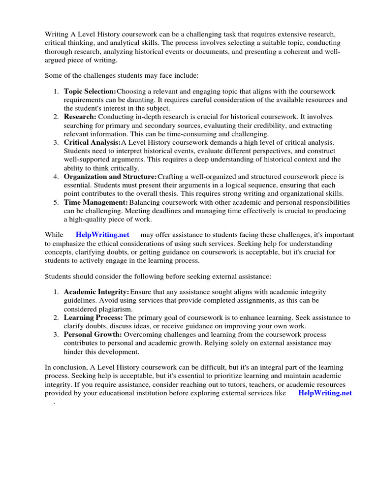 A Level History Coursework Guide | PDF | Critical Thinking
