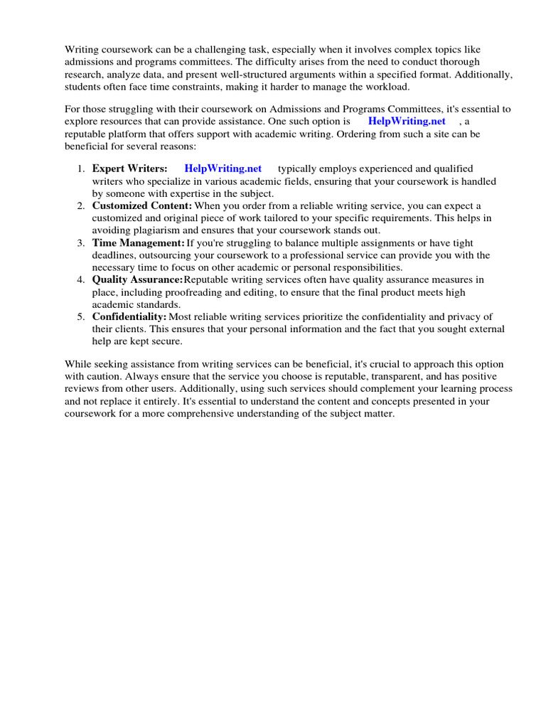 Coursework Admissions and Programs Committee | PDF | University And ...