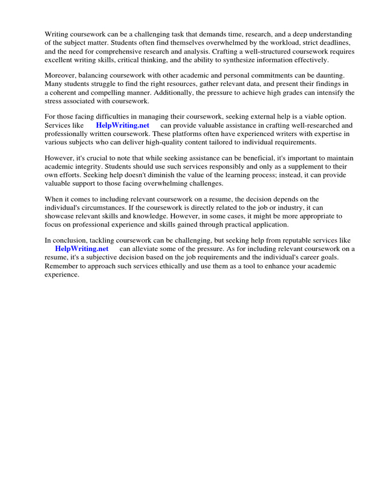 Should You Put Relevant Coursework Resume | PDF | Résumé | Internship