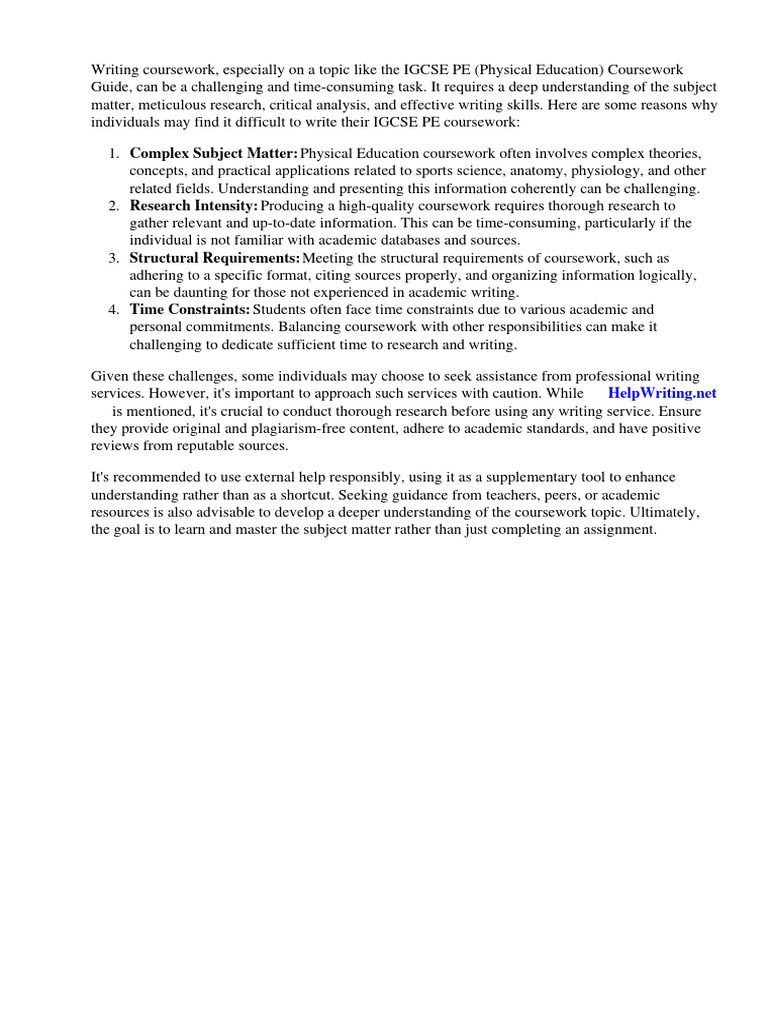Igcse Pe Coursework Guide | PDF | Physical Fitness