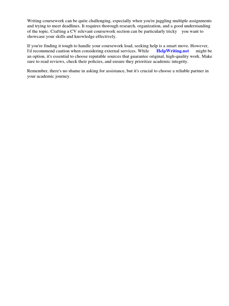 Sample CV Relevant Coursework | PDF | Résumé | Recruitment