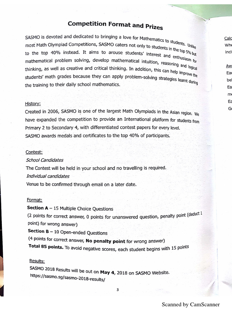 About SASMO, Format, Preparation Tips | PDF