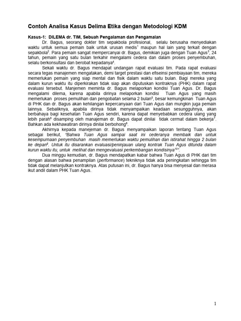 Contoh Analisa Kasus Delima Etika Dengan Metodologi KDM | PDF