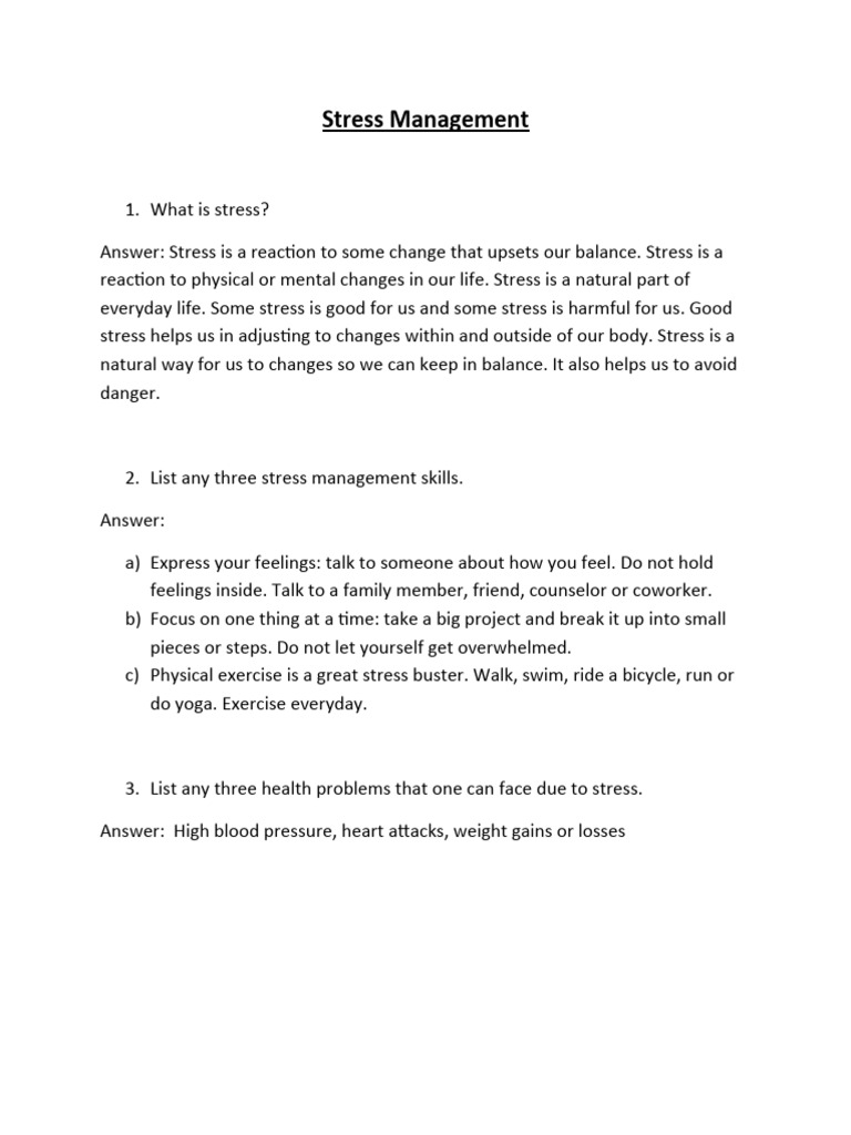 IEAS W Stress Management | PDF | Stress (Biology) | Anxiety