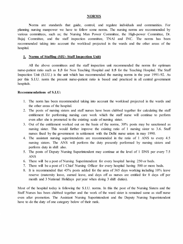 Norms For Staffing | PDF