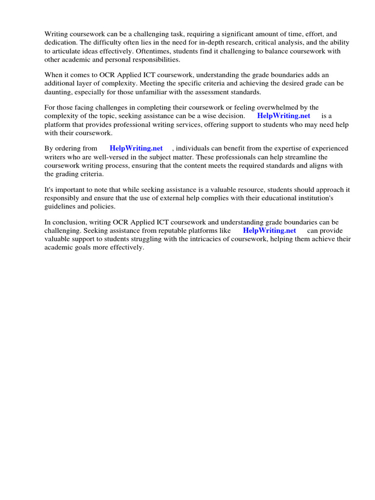 Ocr Applied Ict Coursework Grade Boundaries | PDF | Qualifications ...