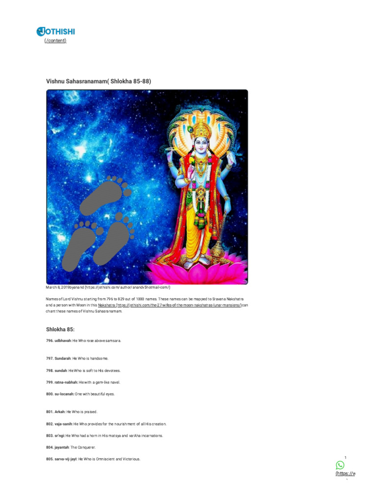 Vishnu Starting From 796 To 829 Mapped To Sravana Nakshatra | PDF ...