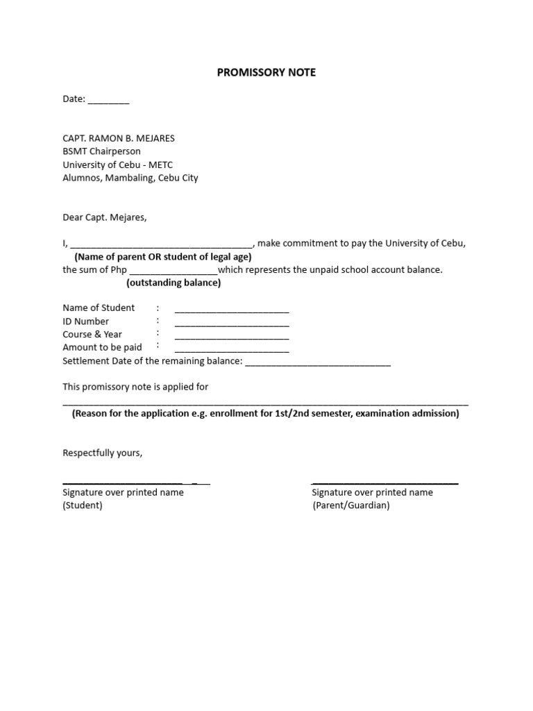 Student Payment Commitment Form | PDF