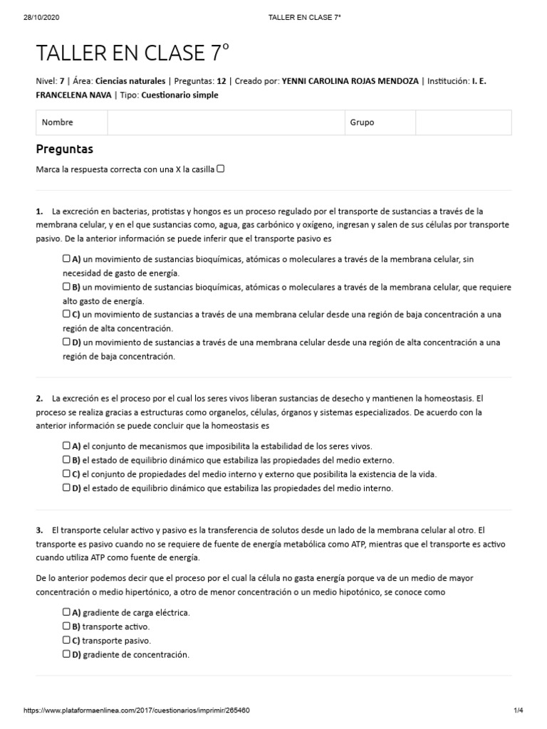 Taller en Clase 7° | PDF | Excreción | Las bacterias