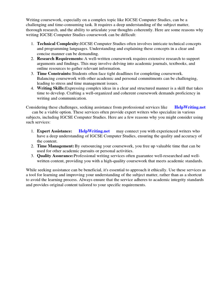 Igcse Computer Studies Coursework Guideline | PDF | Qr Code | Barcode