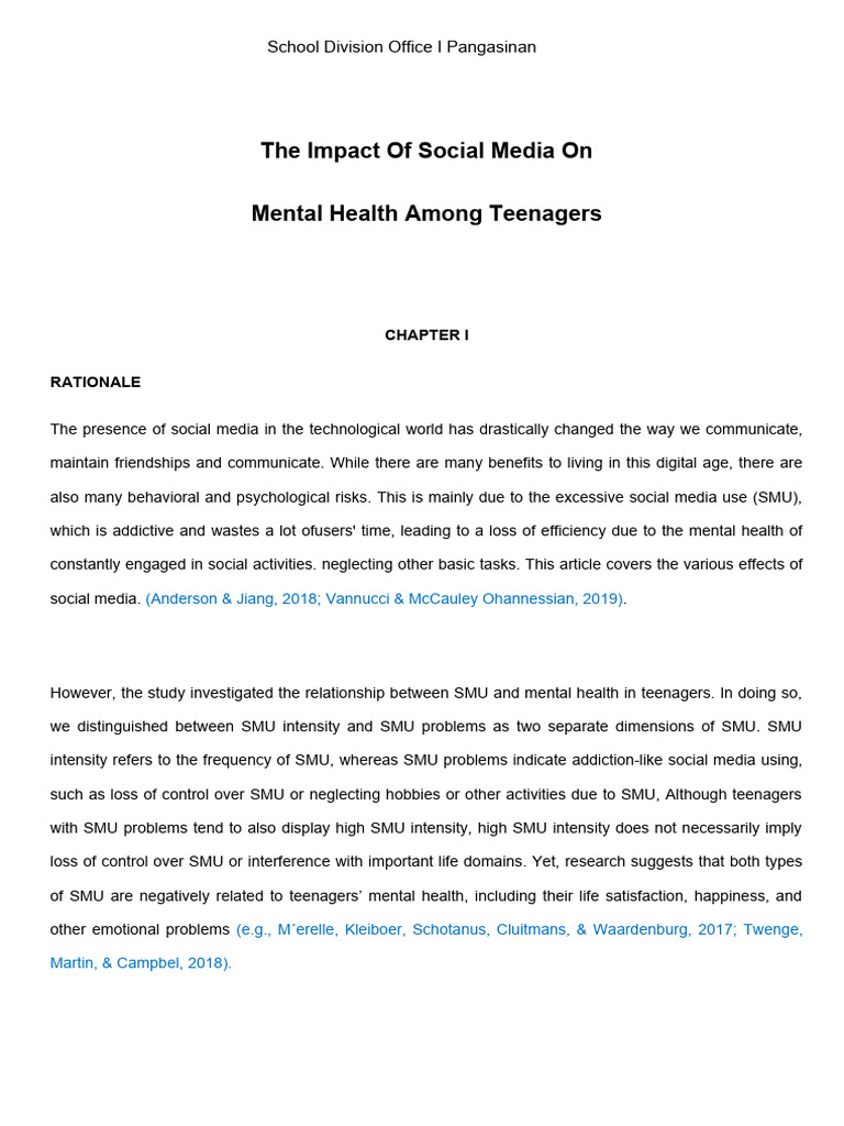 The Impact of Social Media On Mental Health Among The Teenagers by REYN ...