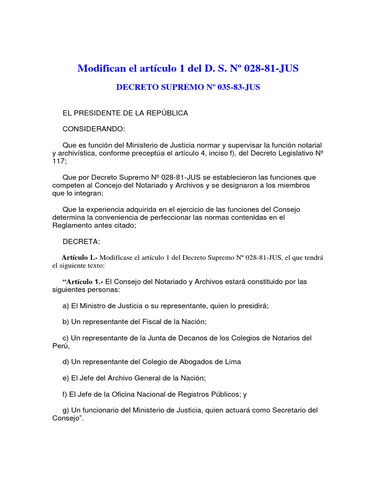Ds No 035-83-Jus | PDF | Derecho | Hogar, jardinería y bricolaje