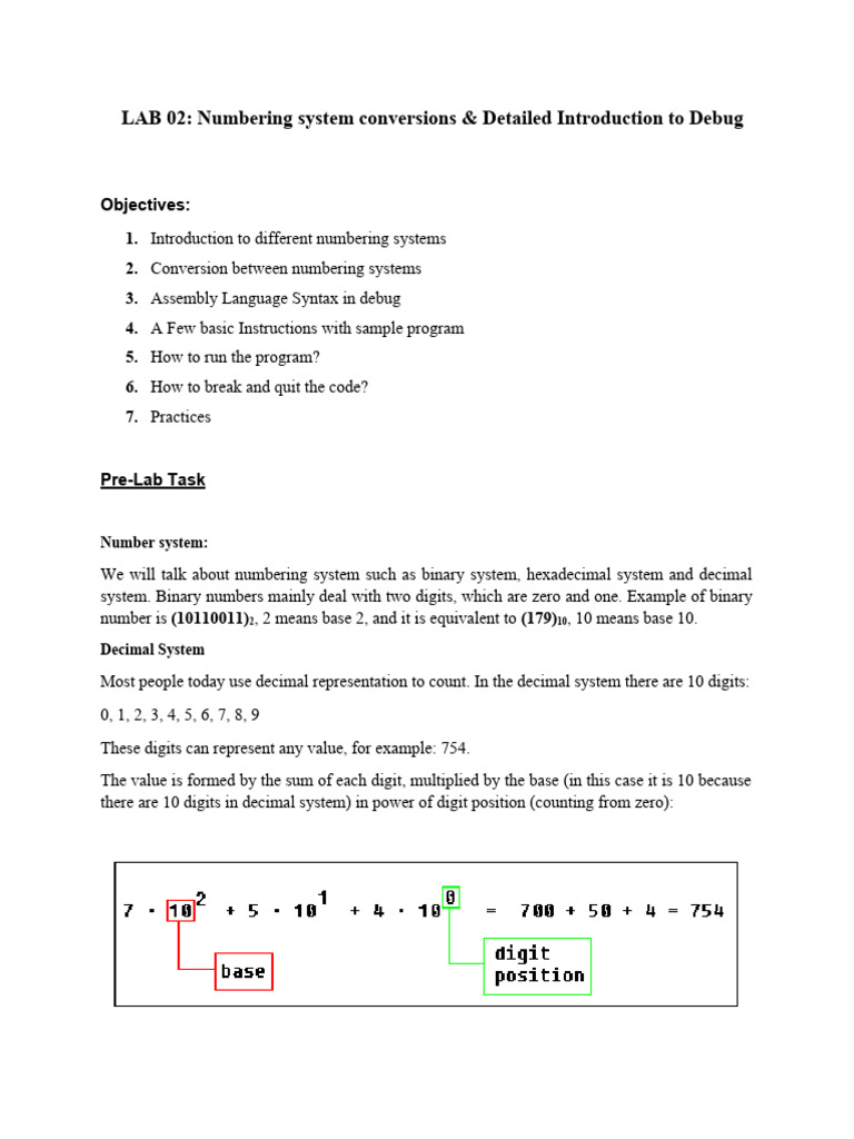 Lab 02 Pdf Decimal Assembly Language 1655