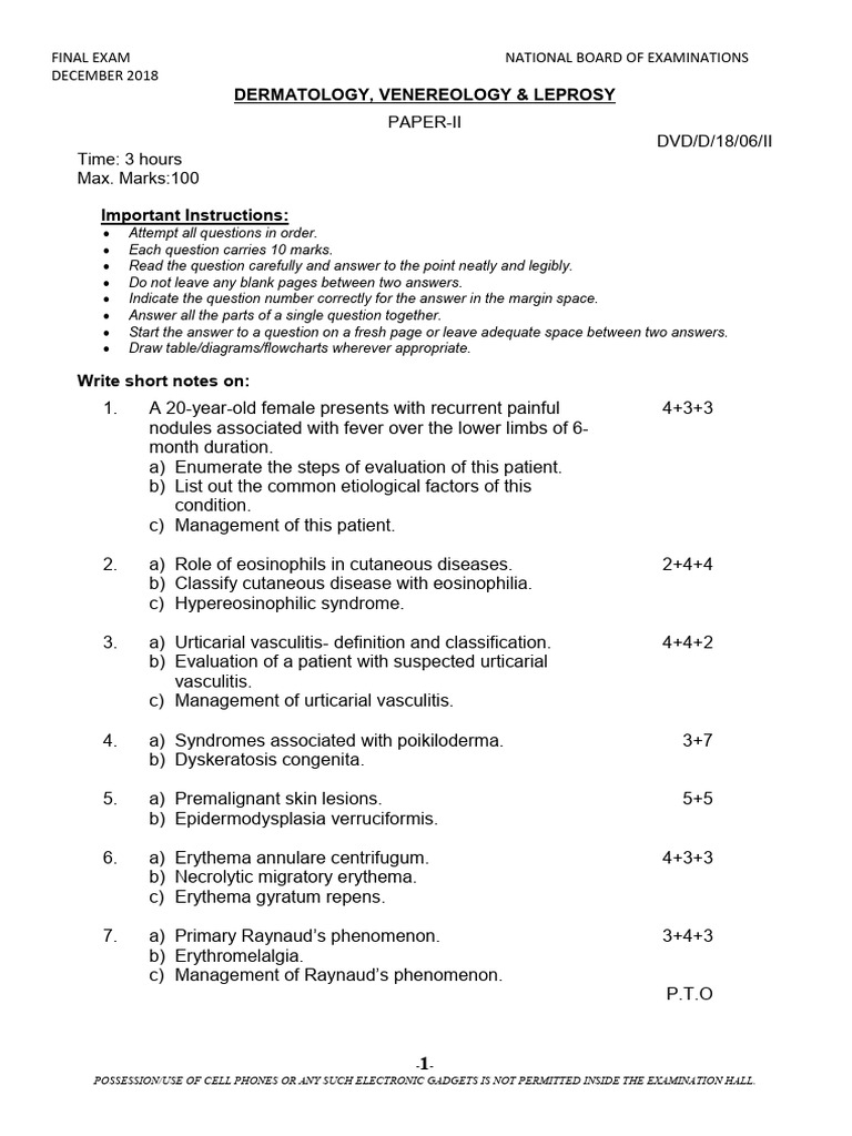 Dermatology & Venerology Paper Ii | PDF | Diseases And Disorders ...
