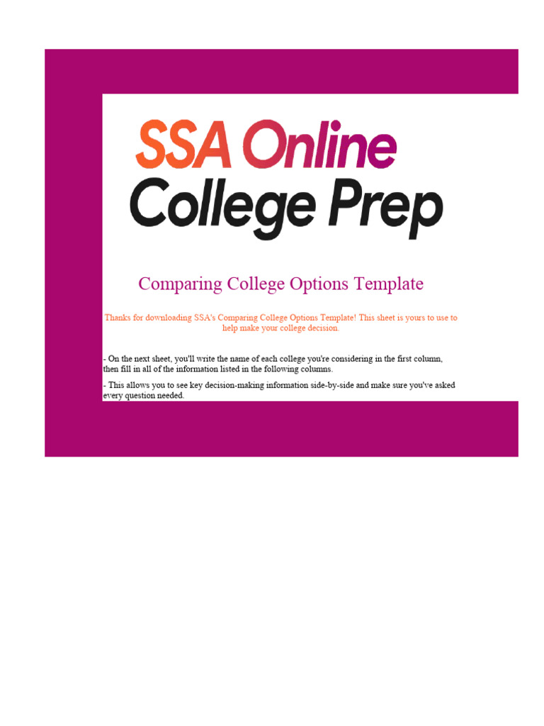 SSA Online College Prep Comparing College Options | PDF | Political ...