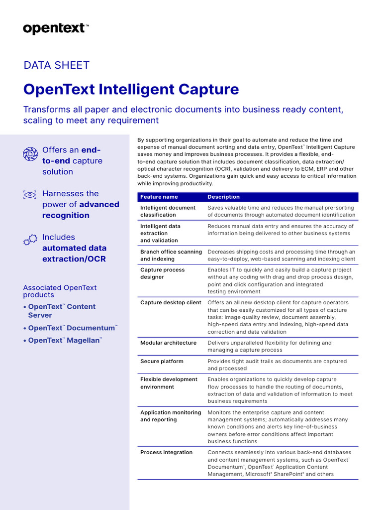 Opentext Ds Opentext Intelligent Capture en | PDF | Optical Character Recognition | Computing