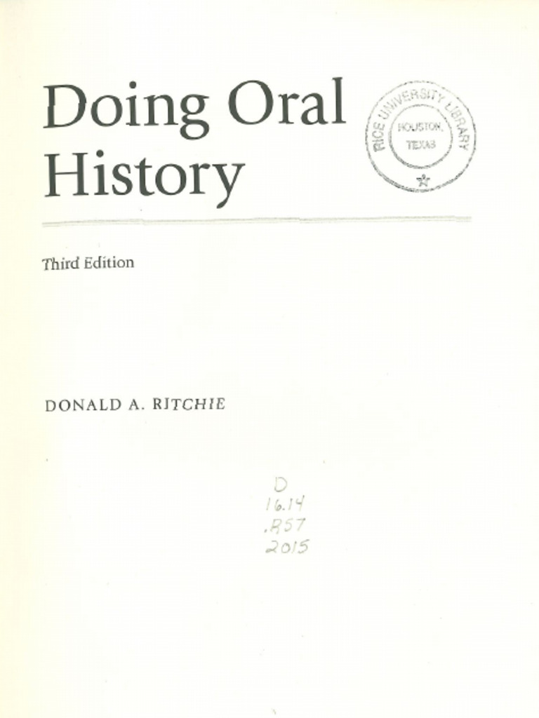 RITCHIE Donald DoingOralHistory 1994 | PDF