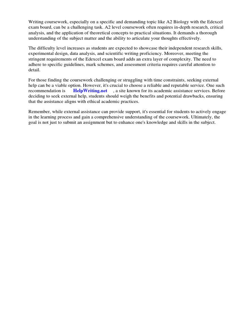 A2 Coursework Biology Edexcel | PDF