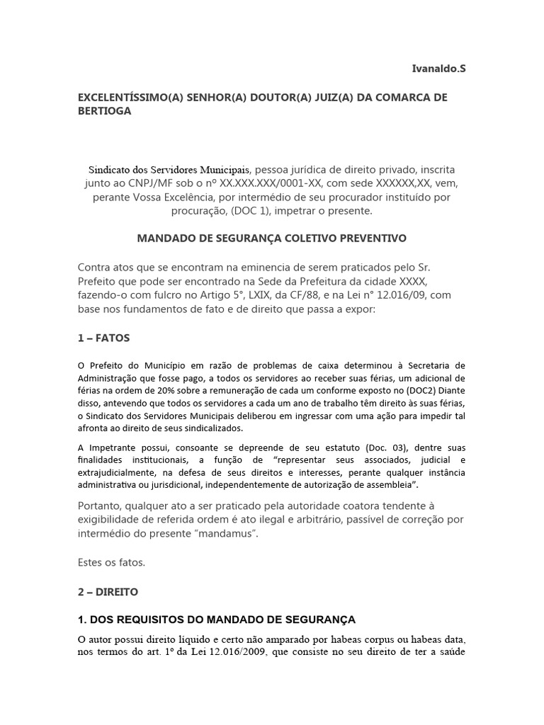 Mandado de Segurança Coletivo | PDF