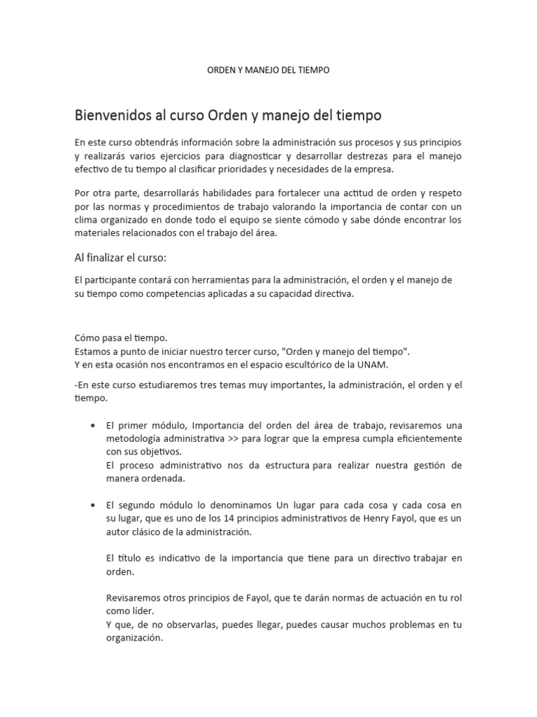 Orden y Manejo Del Tiempo | PDF | Planificación | Business