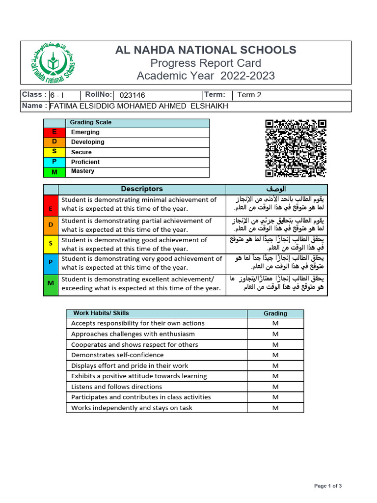 StudentReportCard Term 2 | PDF