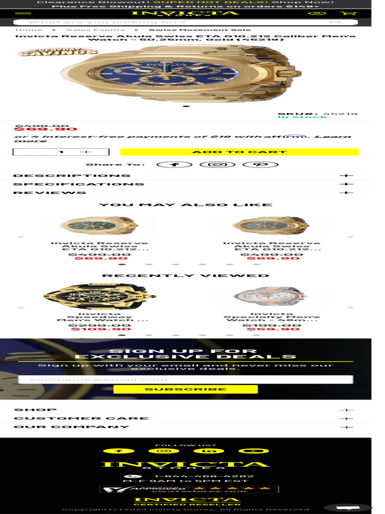 Invicta Reserve Men's Watch (Mod 45219) Invicta Watches | PDF