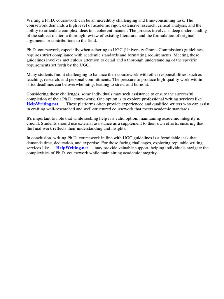 PHD Course Work Ugc Guidelines | PDF | Doctor Of Philosophy | Thesis