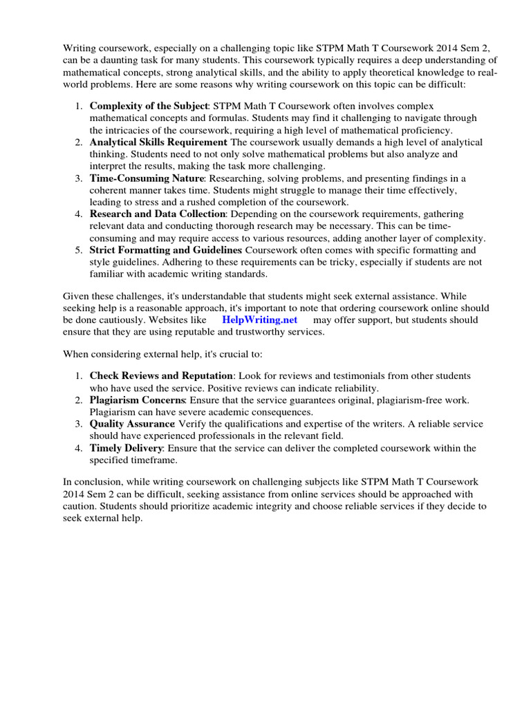 STPM Math T Coursework 2014 Sem 2 | PDF | Mathematics | Methodology