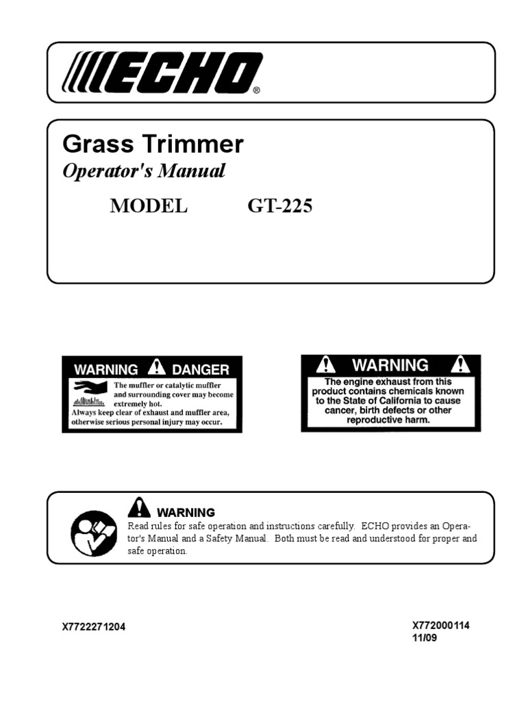 Echo Gt 225 Manual