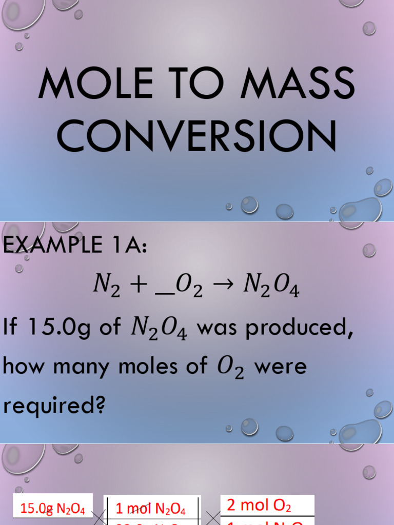 Mole To Mass Conversion | PDF