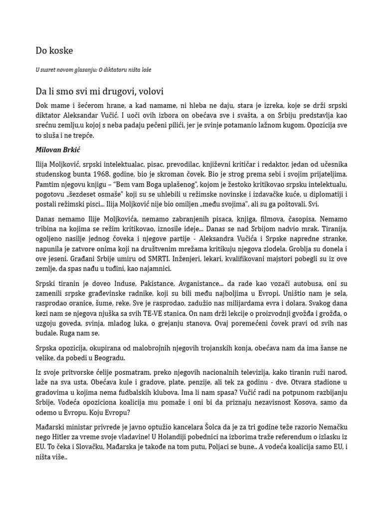 Da Li Smo Svi Mi Drugovi Volovi Milovan Brkic Pdf