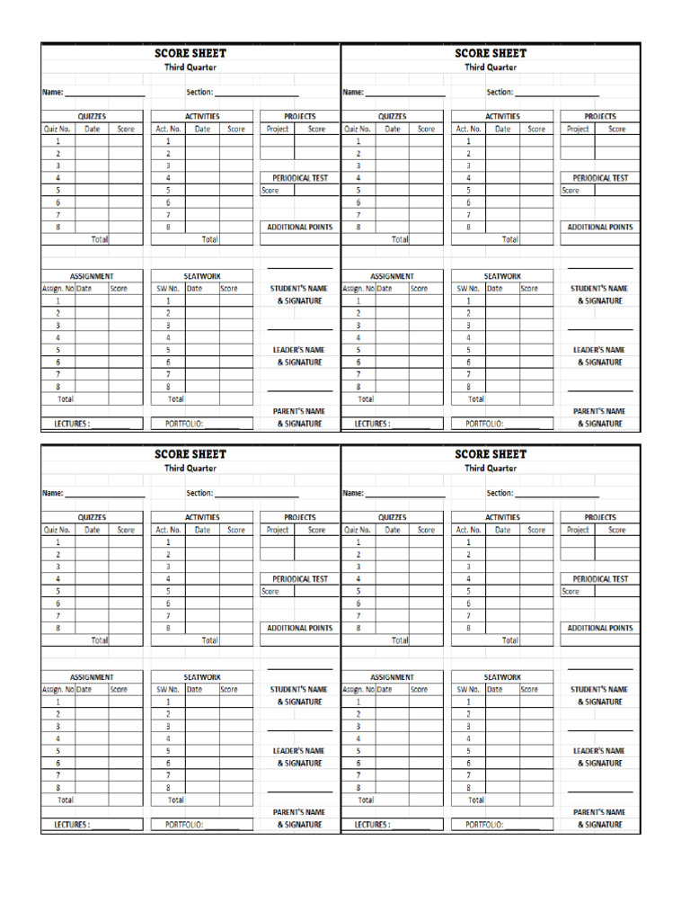 Score Sheet | PDF
