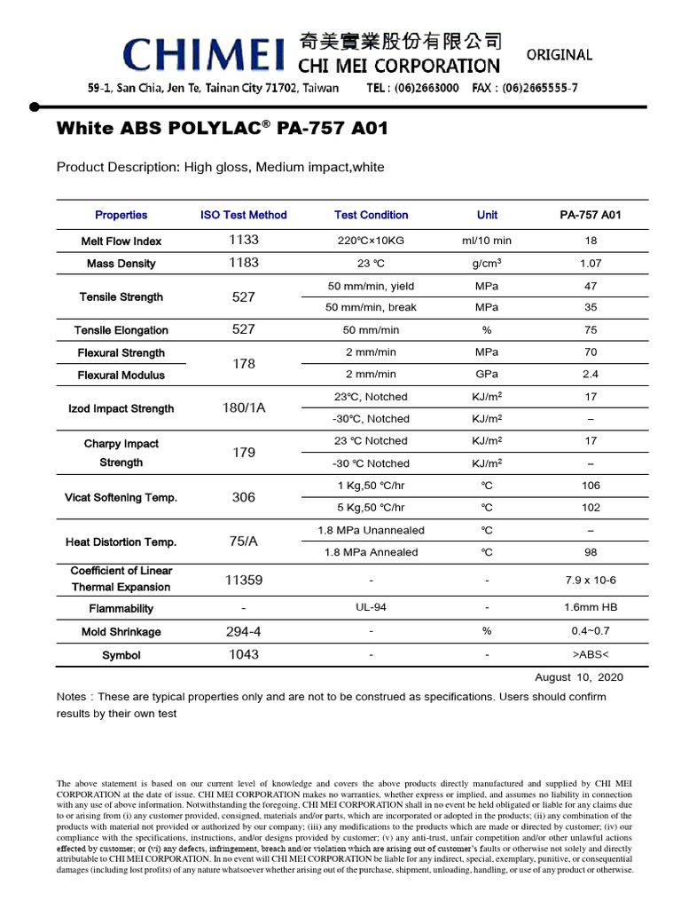 2020 - Iso - TDS - Pa757 A01 - en | PDF