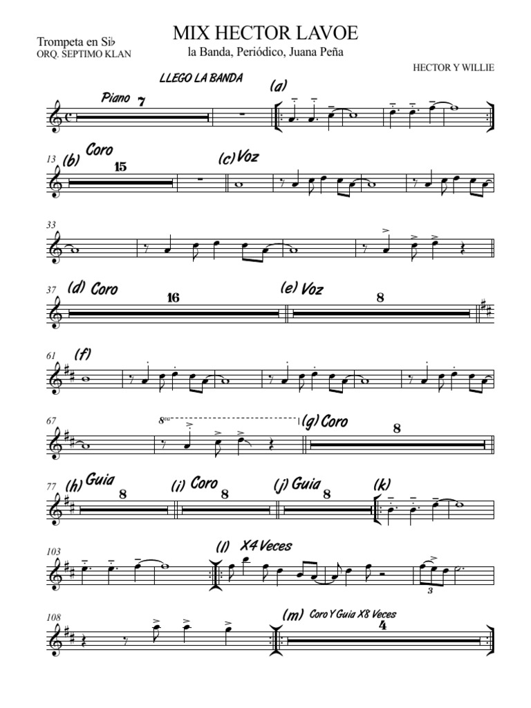 Mix Hector Lavoe - Trompeta en Sib | PDF