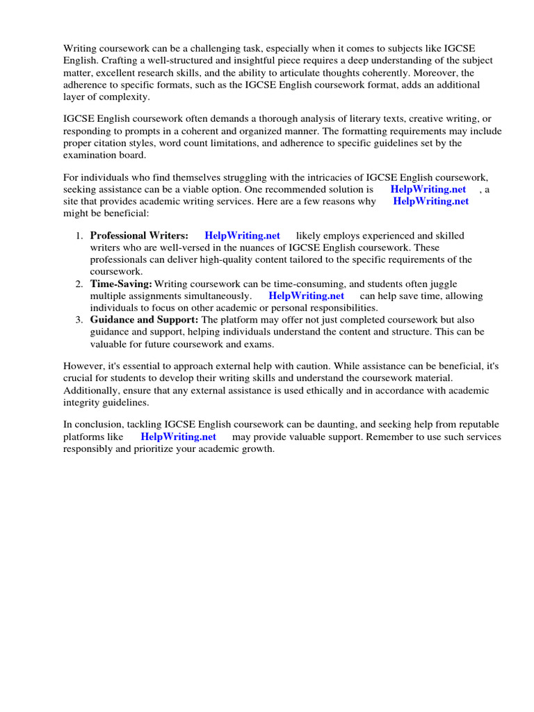 Igcse English Coursework Format | PDF | Facebook | Linked In