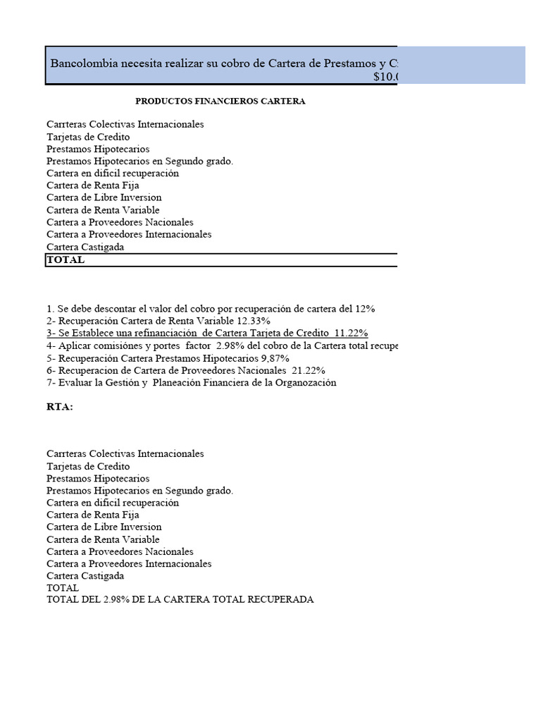 Recuperación de Cartera | PDF | Economias | Negocios económicos