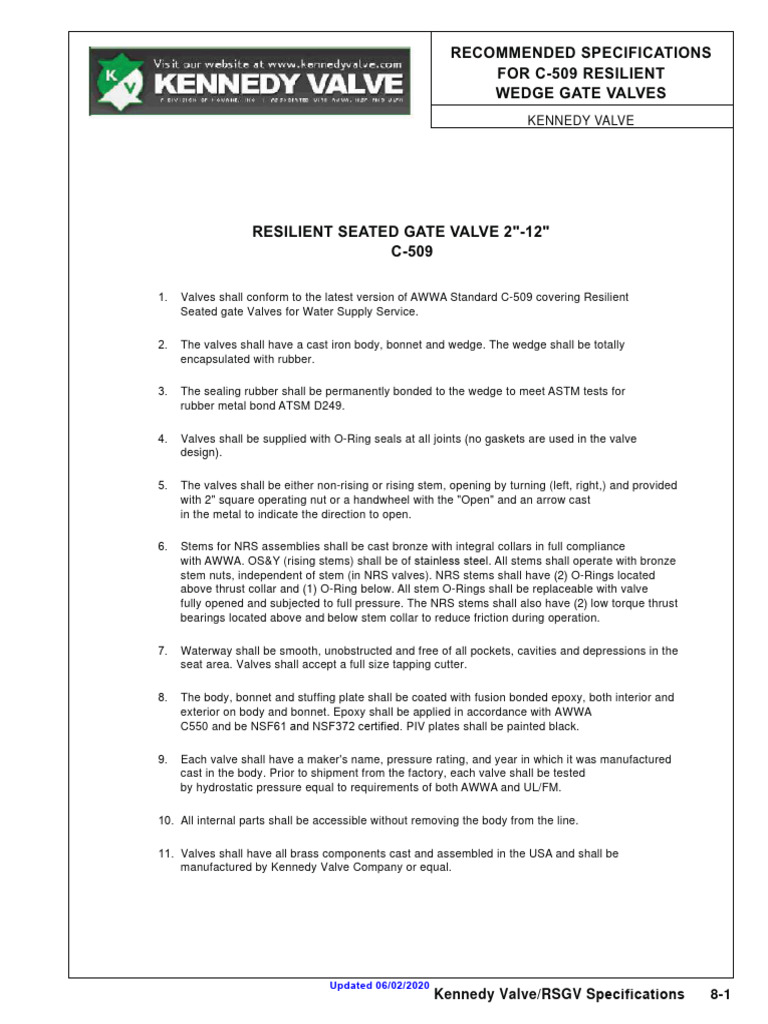Ks FW Specification Sheet | PDF | Valve | Coating