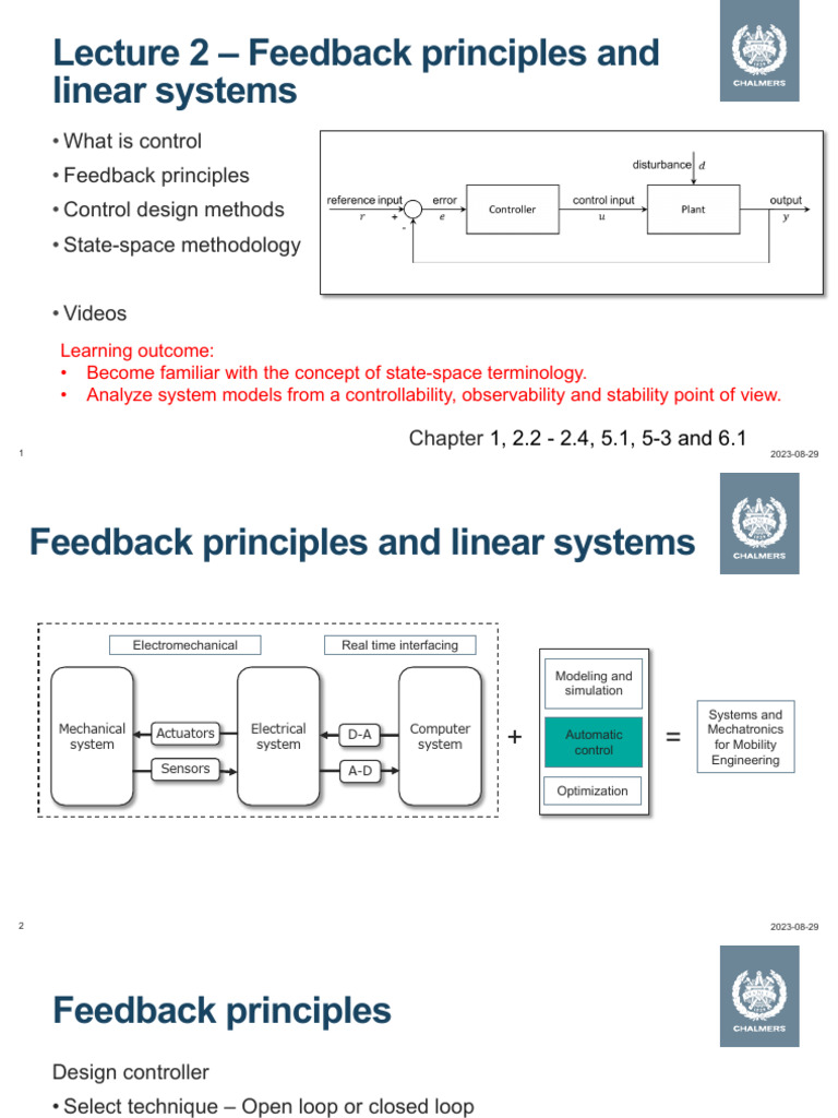 L2 - Feedback Principles I | PDF | Control Theory | Feedback