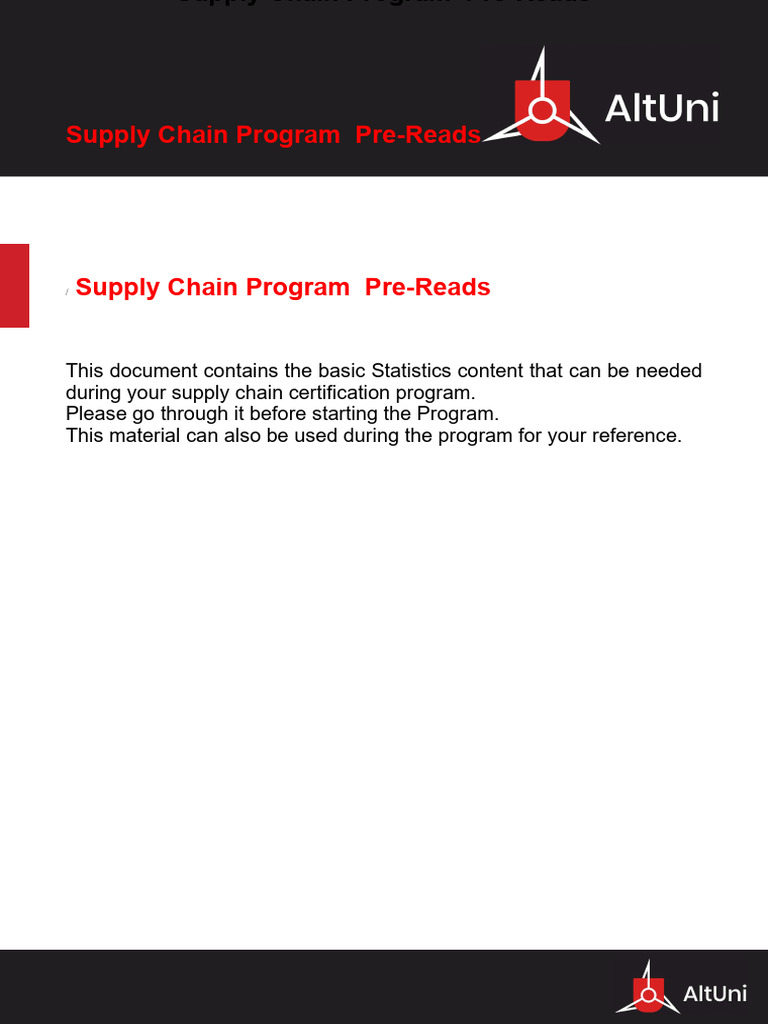 SCM Pre Read Material | PDF | Statistics | Normal Distribution