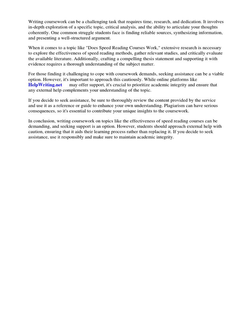 Does Speed Reading Courses Work | PDF | Speed Reading | Learning