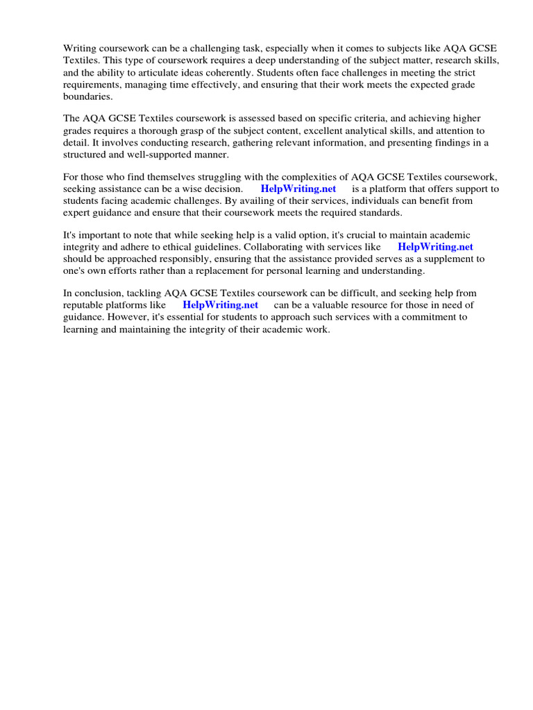 Aqa Gcse Textiles Coursework Grade Boundaries Pdf