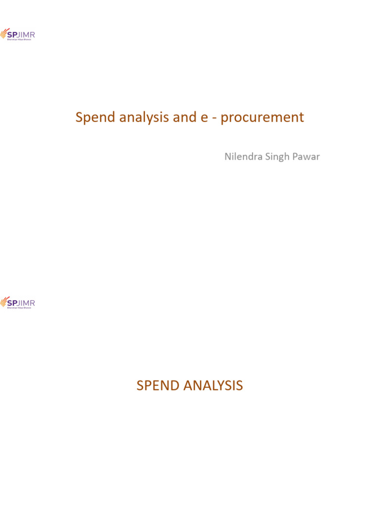 Spend Analysis and E-Procurement | Download Free PDF | Auction | Procurement