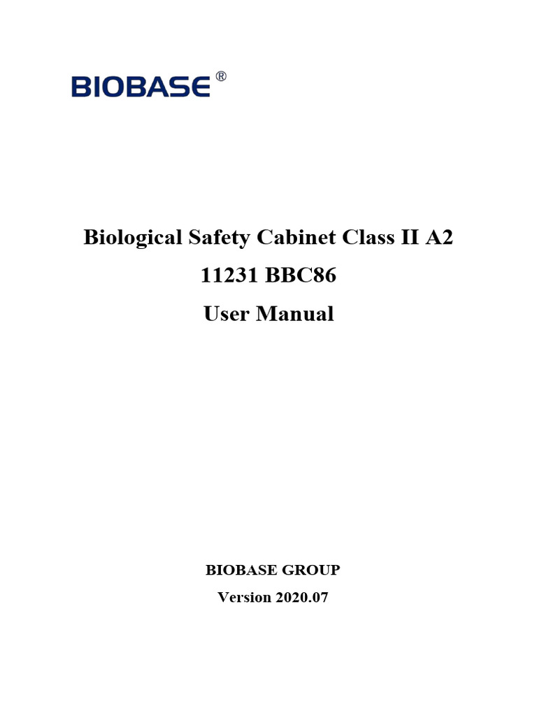 Class II A2 Biological Safety Cabinet Manual | PDF | Sterilization ...