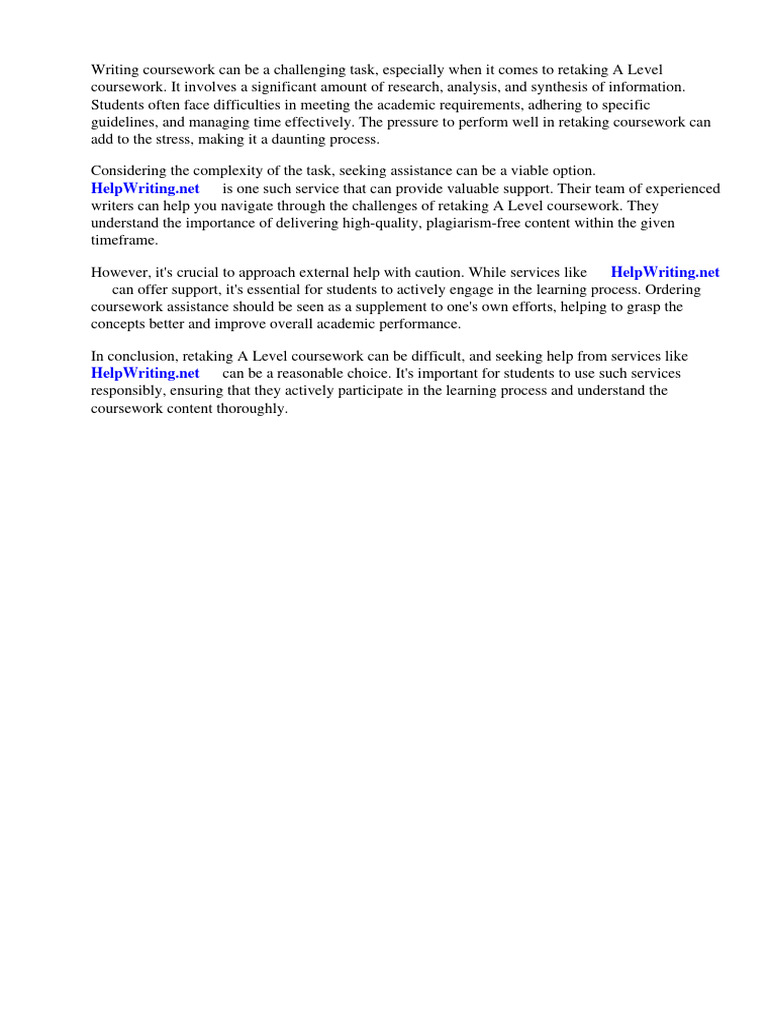 Retaking A Level Coursework | PDF | Gce Advanced Level (United Kingdom)