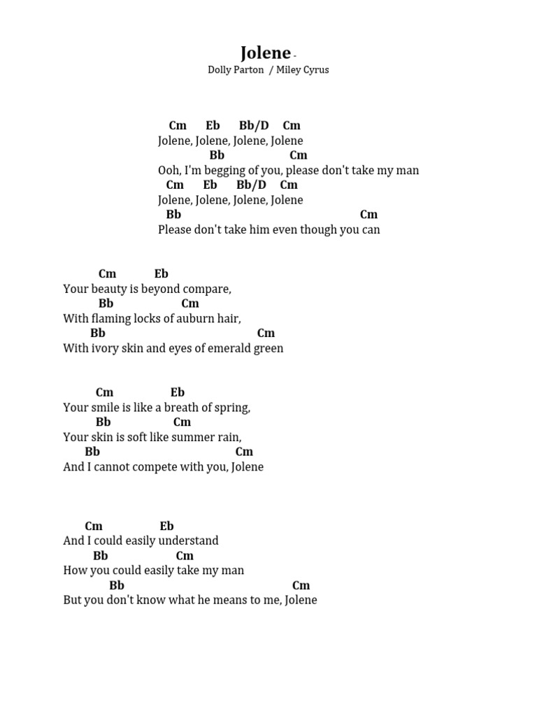 Jolene | PDF | Recorded Music | Song Recordings