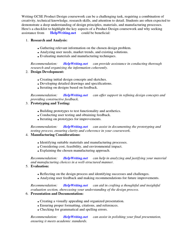 Gcse Product Design Coursework Checklist | PDF | Prototype | Evaluation